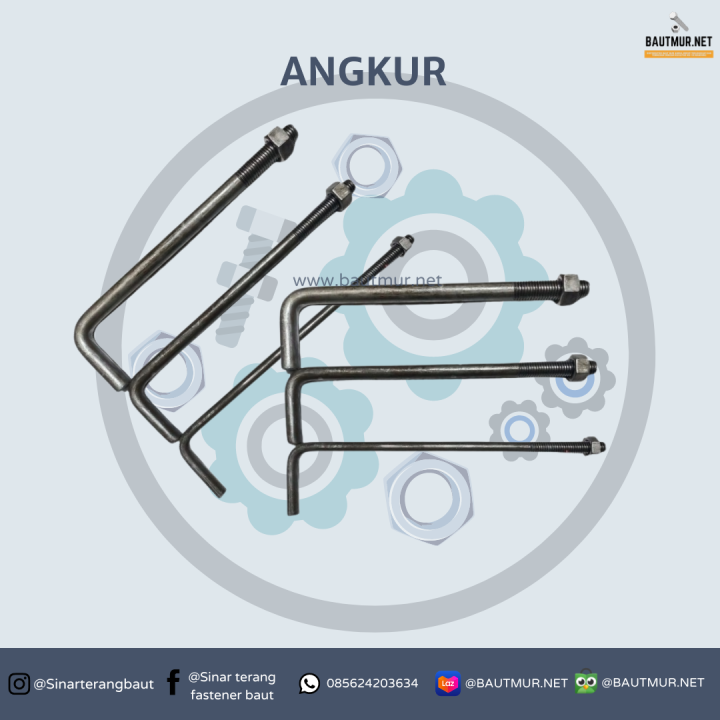 Baut Angkur L ST41 1" x 50cm (25mm x 50cm) plus mur - Besi Baja ...