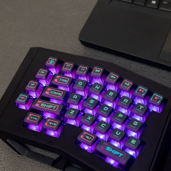 Key Cap Piifox Binary Cyberpunk Transparent Key Cap PBT Double-Layer ...