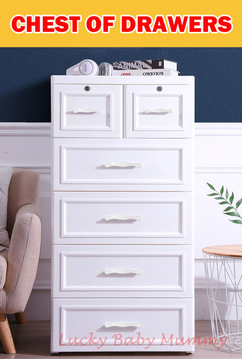 【Type F】Pure White Drawers/Cabinet 4/5/6/7 Tier - Plastic Storage Box ...
