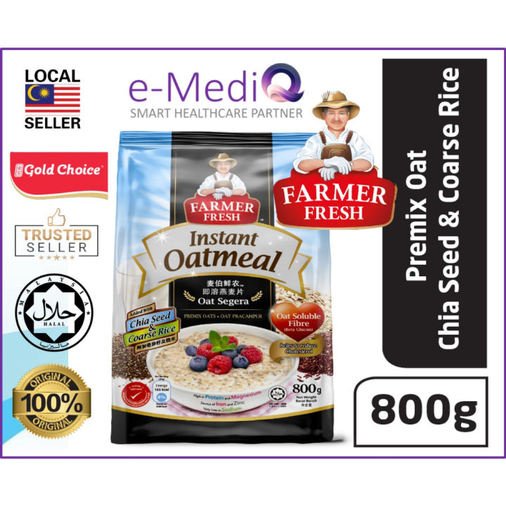 FARMER FRESH Chia Seed [Halal 800g Jumbo Pack] & Coarse Rice Oatmeal ...