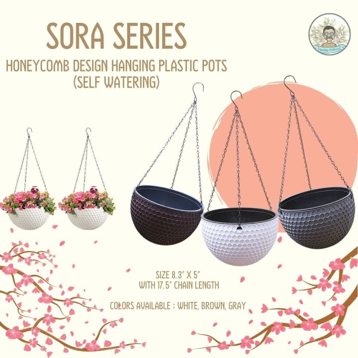 Daddy Potter Self Watering Honeycomb design Hanging Pots planters with ...