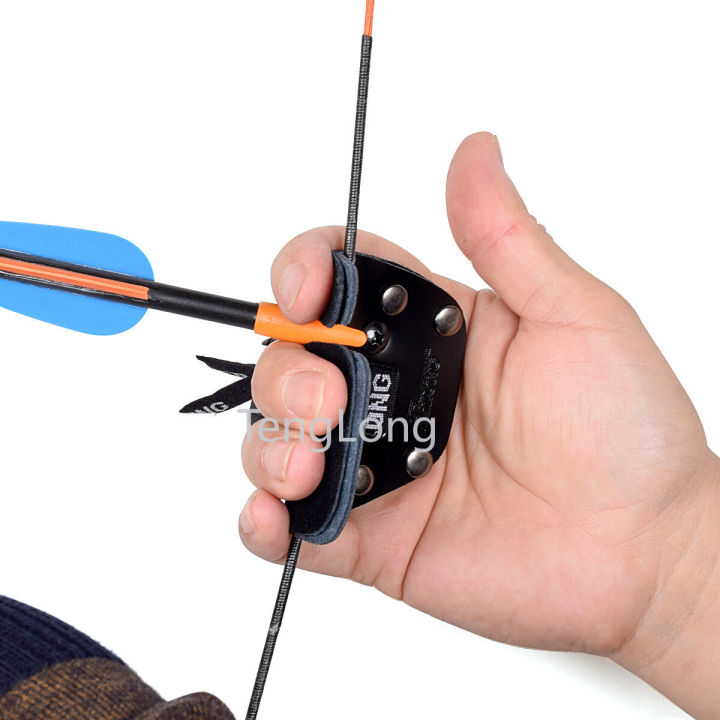 Archery Finger Tab Recurve Bow Shooting Tabs Finger S and M Right and Left Hand Sports equipment ...
