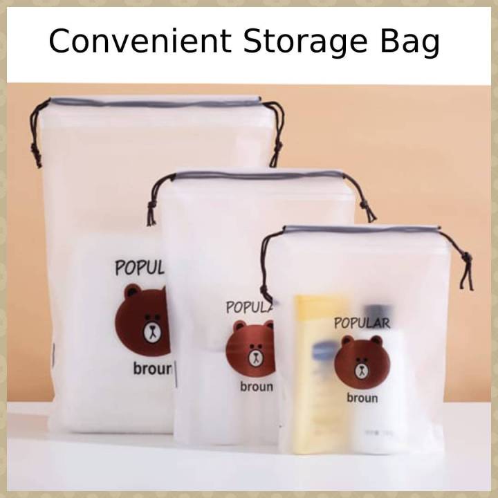 Cute Bear storage bag waterproof frosted clothes storage shoe storage ...