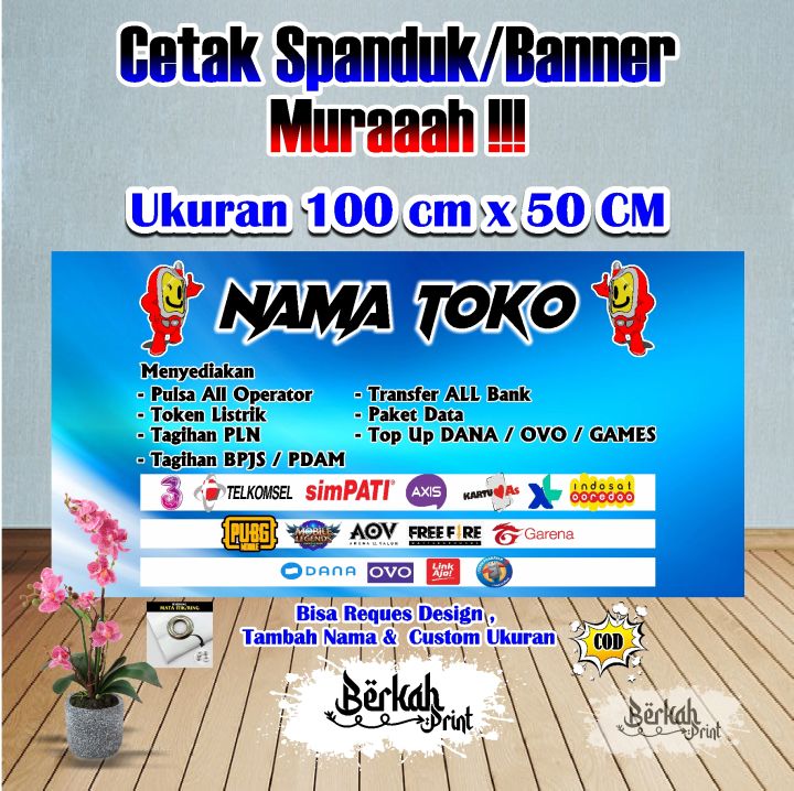 Spanduk Banner Conter Warna Biru Ukuran 100 cm x 50 cm | Lazada Indonesia