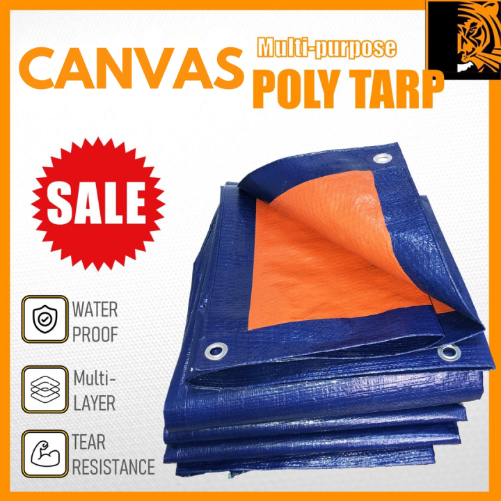 9 ft*12 ft Blue Orange Water Resistance Flexible Sheet Canvas Tarpaulin ...