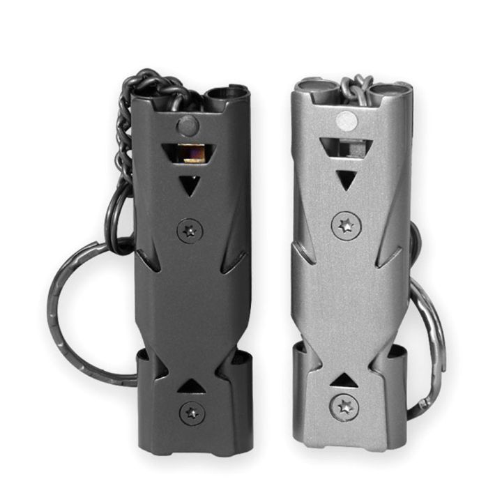 Stainless Steel Double Tube Whistle Outdoor Lifesaving Survival Whistle ...