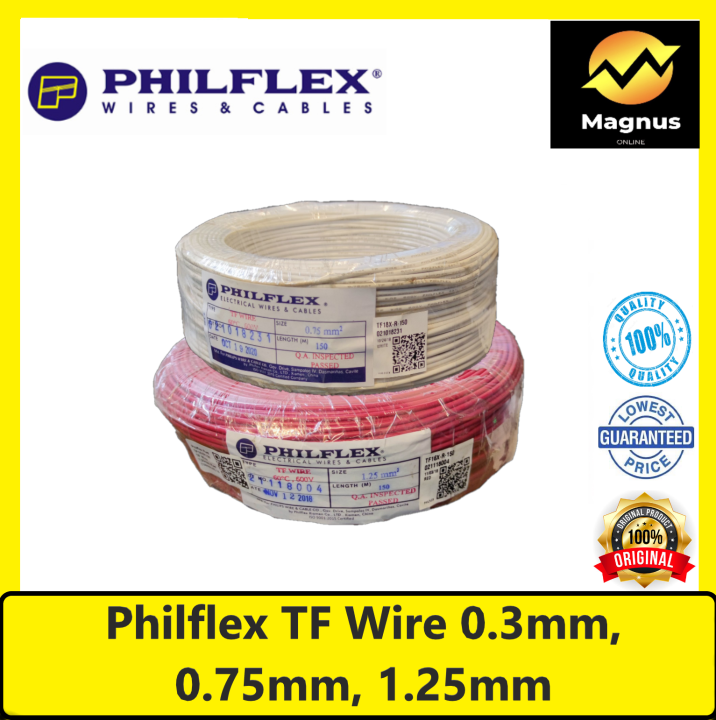 Philflex TF wire 0.30mm #22/0.75mm #18/1.25mm #16 per ROLL (150 Meters) | Lazada PH