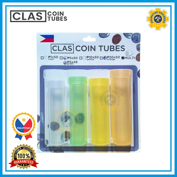 CLAS Coin Tubes for Philippine Coins – 50-Piece Capacity Each (₱1, ₱5 ...