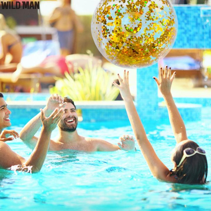 Inflatable Glitter Beach Balls Jumbo Pool Toys Balls Floatable Confetti ...