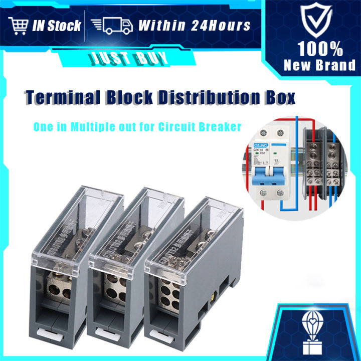 Universal Din Rail Distribution Terminal Block Box 1 in 2/4/6 out Power ...
