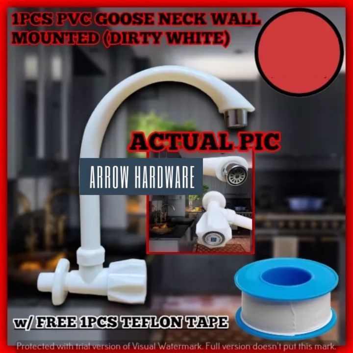 1PCS PVC Goose Neck Faucet Wall Mounted Plastic Faucet Thick Single ...