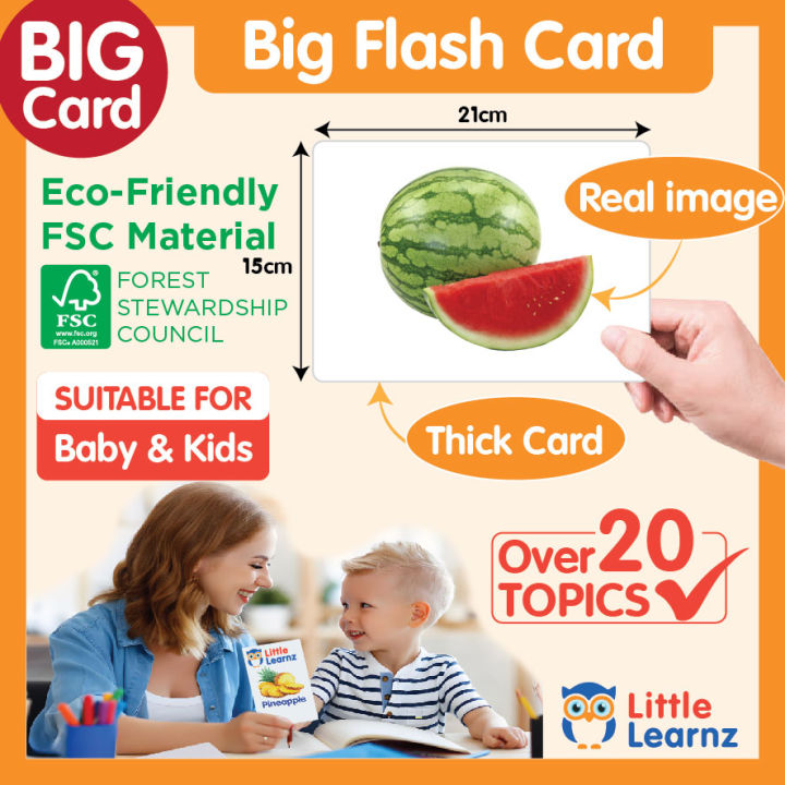 Big Flash Card (20 Topics) 15x21cm Kids Early Development Learning Card ...