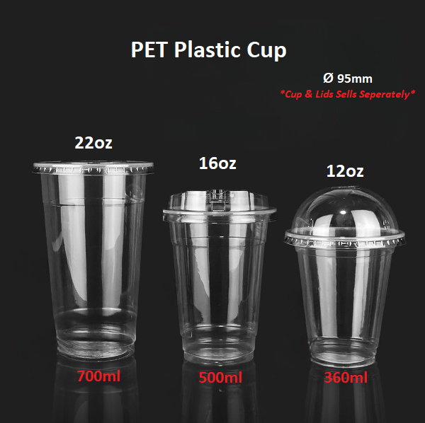 PET Cup (50pcs) Mix & Match Lids - 95mm / PET Clear Plastic Cup ...