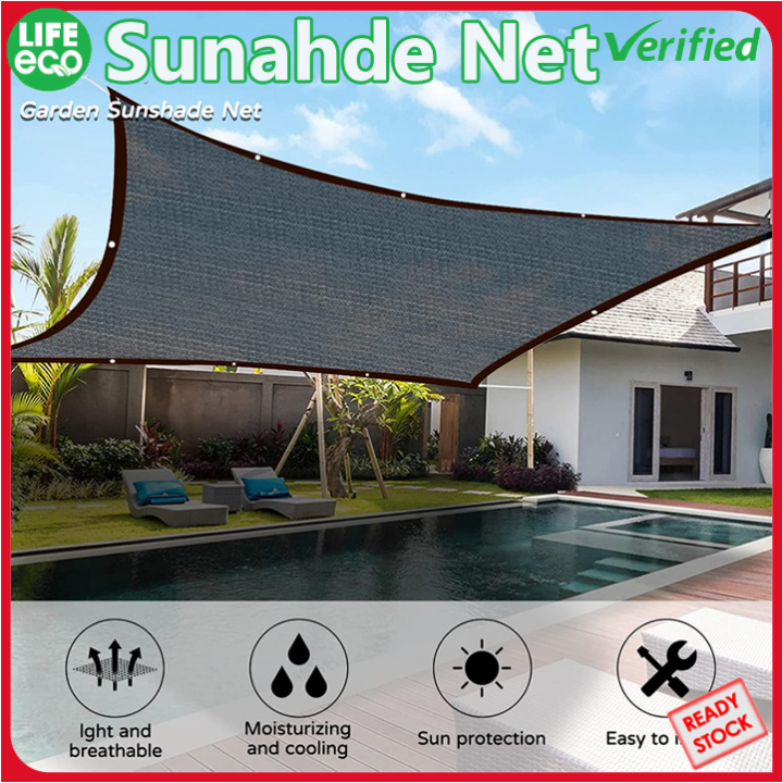 LIFE-ECO Outdoor Swimming Pool Cover Black Sunshade Net Anti-UV Awning ...