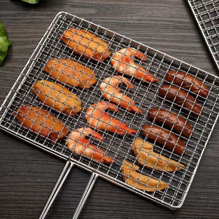BBQ Grill Basket Net/Grilling Rack/Barbecue Mesh Grilled Fish Folder ...