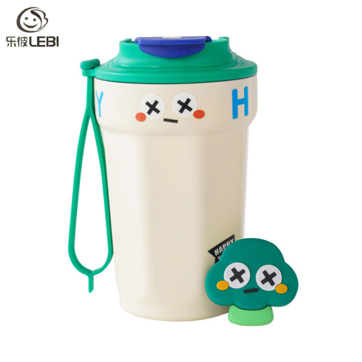 LEBI ถ้วยกาแฟพลาสติกการ์ตูนและถ้วยน้ำสำหรับสาวๆที่แก้วน้ำแบบพกพาความสวย ...