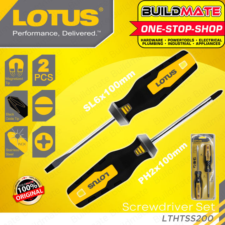LOTUS 2pcs Screwdriver Set Professional Phillips & Slotted Screw Driver ...