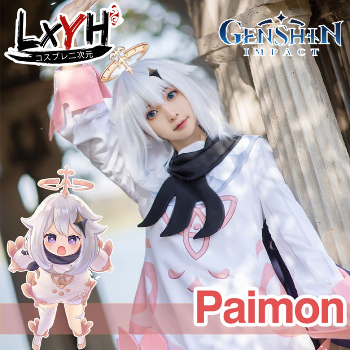 [LXYH- COSER KING] Game Genshin Impact Paimon Cosplay Costume Dress Wig ...