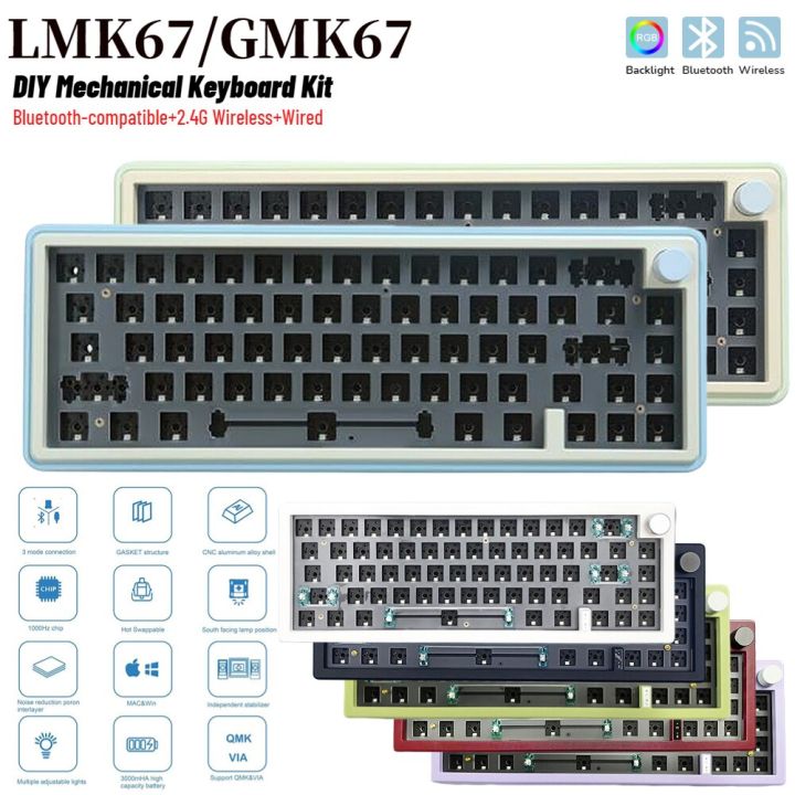 LMK67 Mechanical Gaming Keyboard Kit 65% Gasket RGB Backlit Bluetooth ...