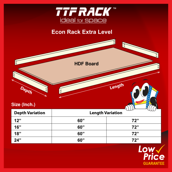 TTF Rack™ ECON RACK ADD LEVEL D31-76cm L:76-183cm inch 300kg Beige ...