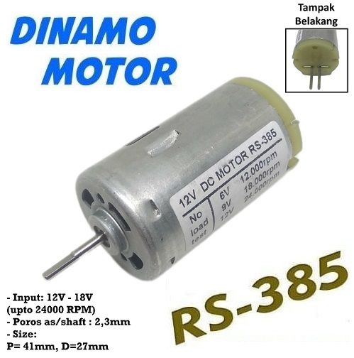 Dinamo DC Motor RS385 RS 385 DC 6V 9V 12V 24000 Rpm High Speed Torque ...