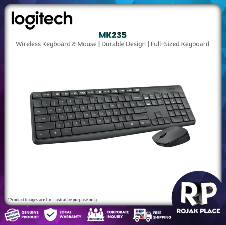 Logitech MK235 Wireless Keyboard & Mouse Combo Spill Proof with 2.4 GHz ...
