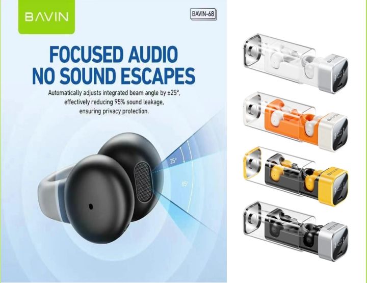 Bavin BA68 TWS Bluetooth 5.3V Wireless Clip-on Earphones Ear Bone ...