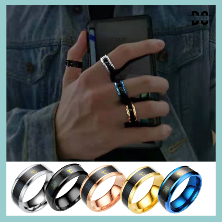 8MM TEMPERATURE RING Men Smart Intelligent Temperature Sensing Index ...