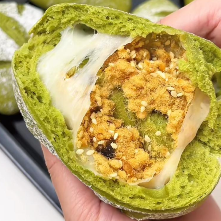 Matcha Chicken Floss Mochi Oubao 抹茶鸡丝麻薯欧包 - 低糖低油 Low Sugar Low Carbs ...