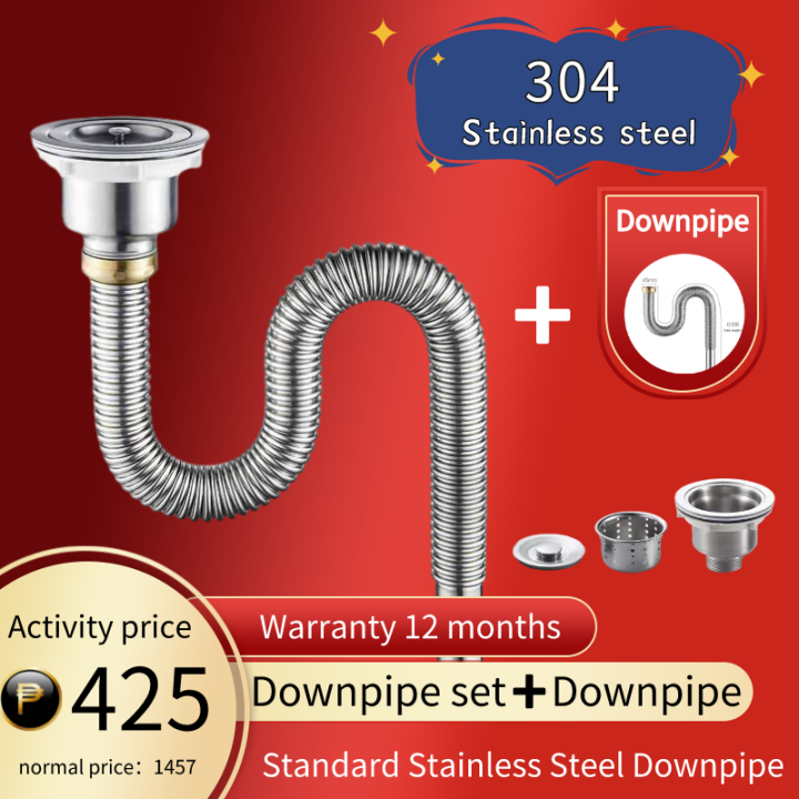 304 stainless steel drainpipe kitchen sink downspout lengthened ...