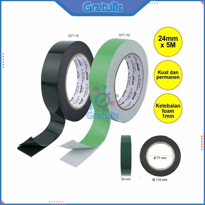 DOUBLE TAPE FOAM JOYKO [DFT-51, DFT-52] 24 MM X 5 M / PITA PEREKAT BUSA / DOUBLE TIP DFT51 DFT52 ...
