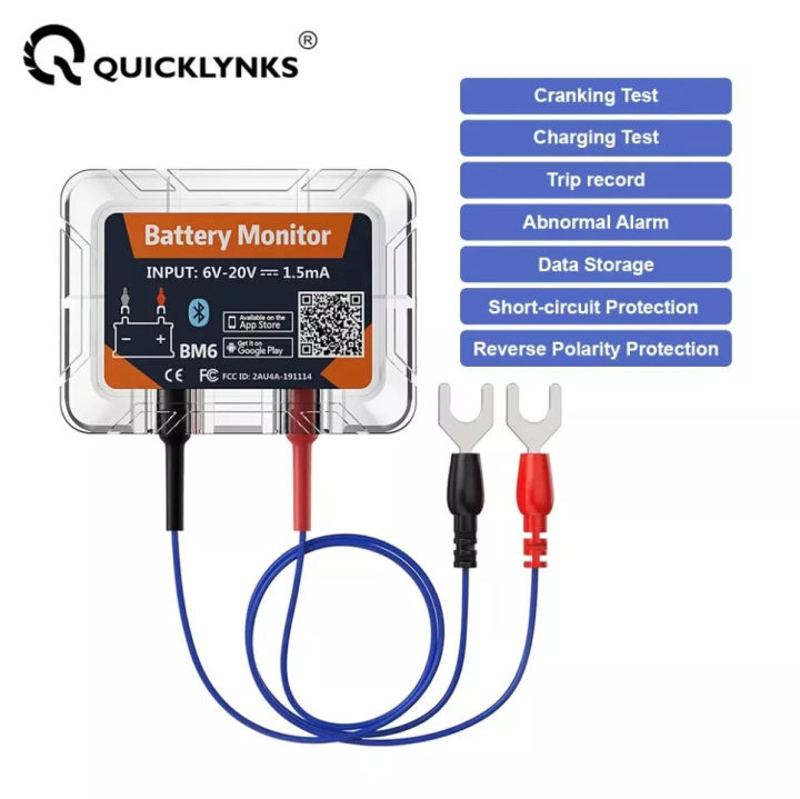 QUICKLYNKS BM6 Car Battery Monitor Wireless Bluetooth Battery Tester ...