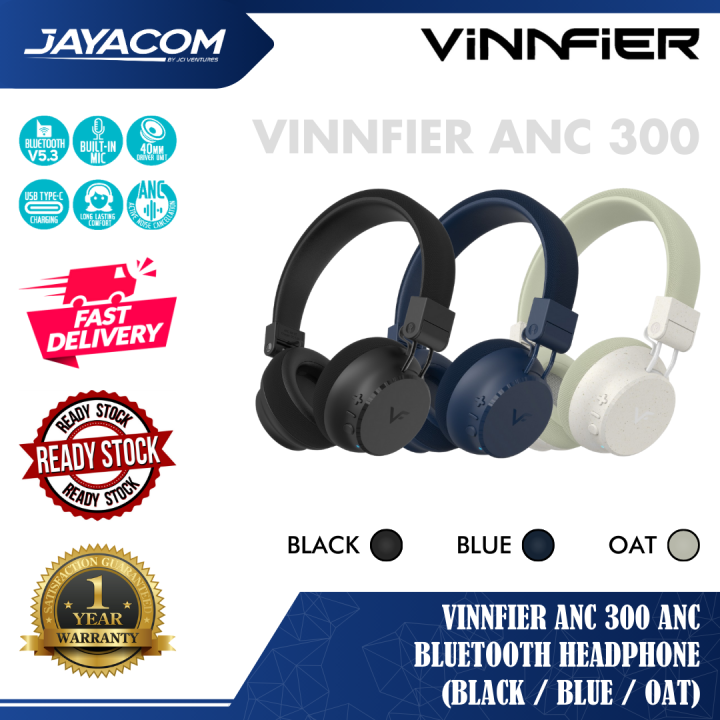 Vinnfier ANC 300 Active Noise Cancelling Bluetooth Headphone (Black ...
