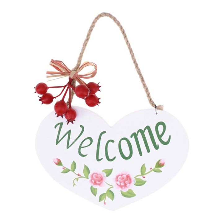 Door Hanging Plaque Welcome Pattern Home Wall Decor Handmade Wooden ...