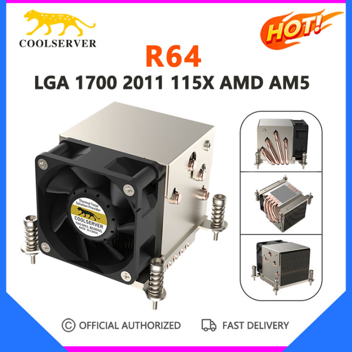 COOLSERVER 2U R64 4 Heatpipe Server CPU Cooler Workstation Computer 4pin PWM Double Ball Cooling ...