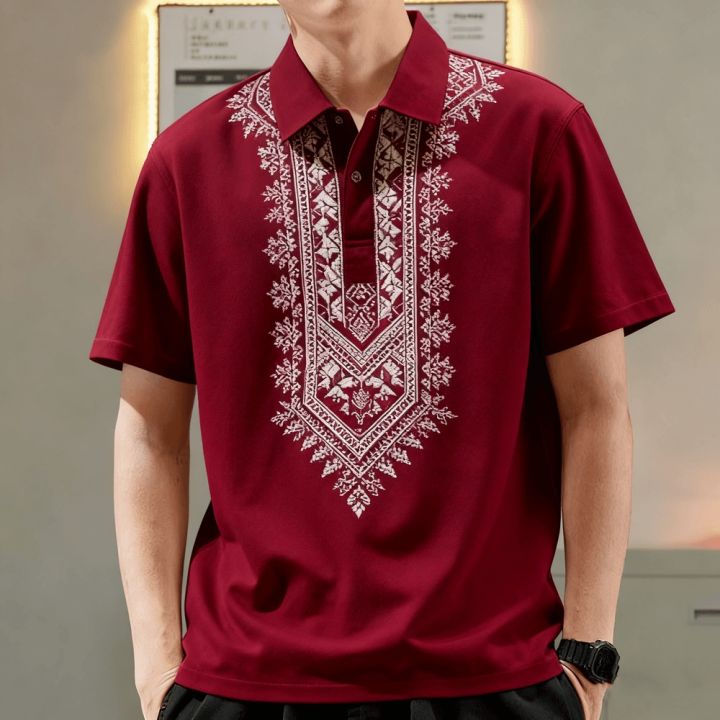 Polo Barong For Men Barong Tagalog Modern Retro Ethnic Tribal Shirt Men ...
