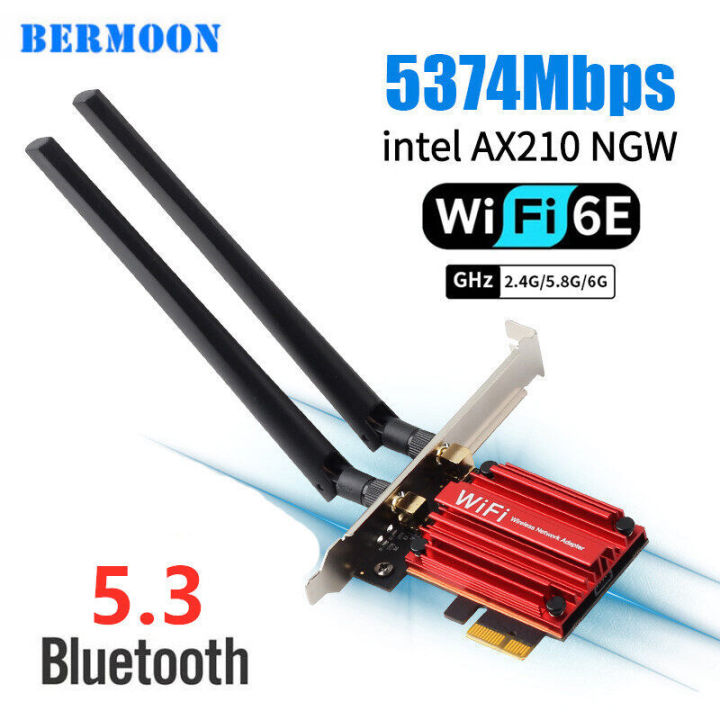 Bermoon 5374Mbps WiFi6E PCIE WiFi Adapter Intel AX210 Bluetooth 5.3 ...