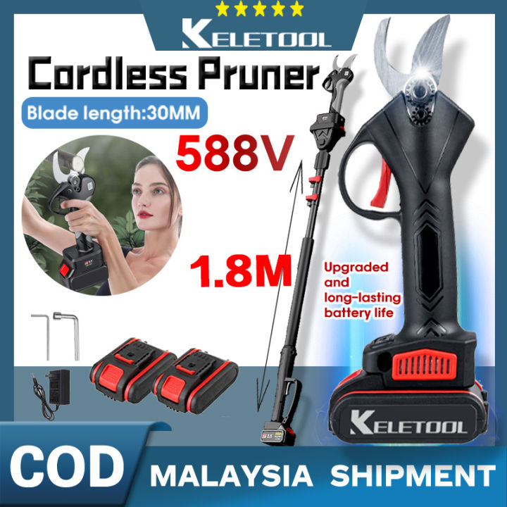 KELETOOL Cordless Pruner Lithium-ion gunting pokok Shear Efficient ...