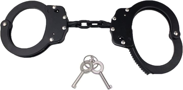 Double Lock Handcuffs, Adjustable Heavy Duty Steel Wrist Cuffs with 2 ...