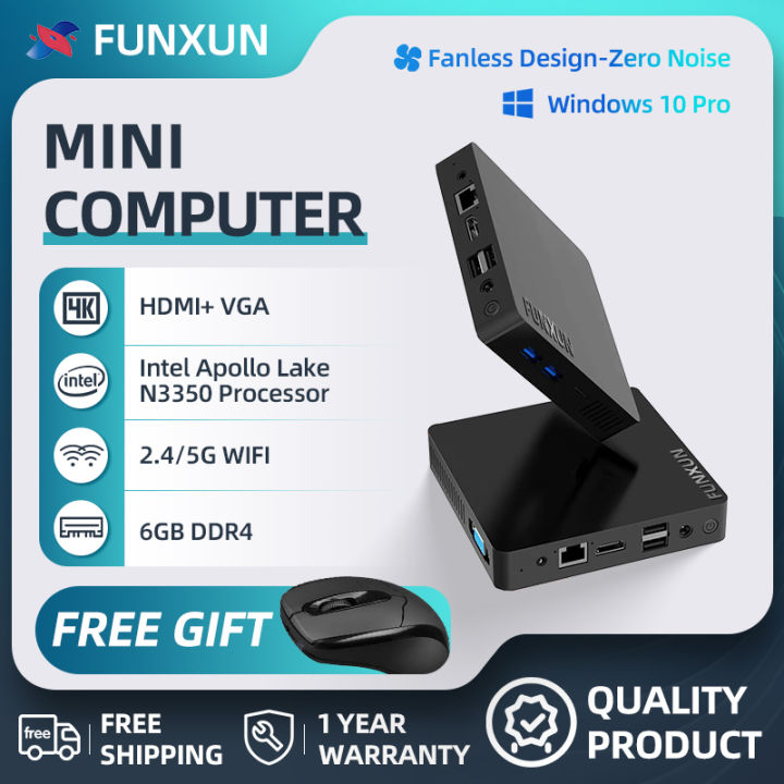 FUNXUN Windows 10 Pro Mini PC Mini Computer 6GB RAM Desktop Computer ...