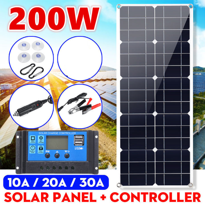 200W 18V Solar Panel with 10/20/30/40/50A/60A/100A Solar Charger ...