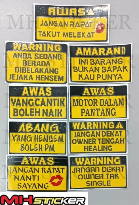 Pelekat Pemotong Vinyl AWAS/AMARAN/AMARAN (Motor/Kereta) AWAS/AMARAN ...