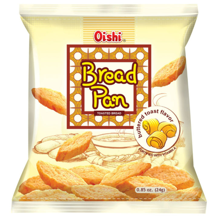 Oishi Bread Pan Toasted Bread Buttered Toast Flavor Snacks 24g | Lazada PH