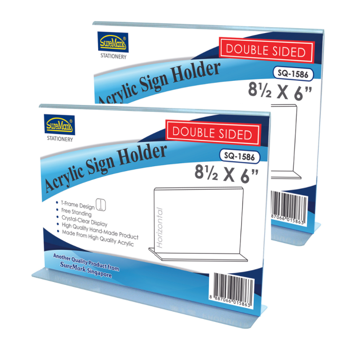 Suremark Acrylic Sign Holder 8 1/2 X 6" - Horizontal - 2pcs | Lazada ...