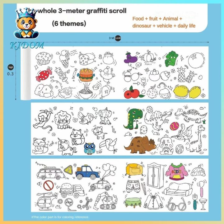 3M Children's Graffiti Painting Scroll Children's Coloring Scroll ...