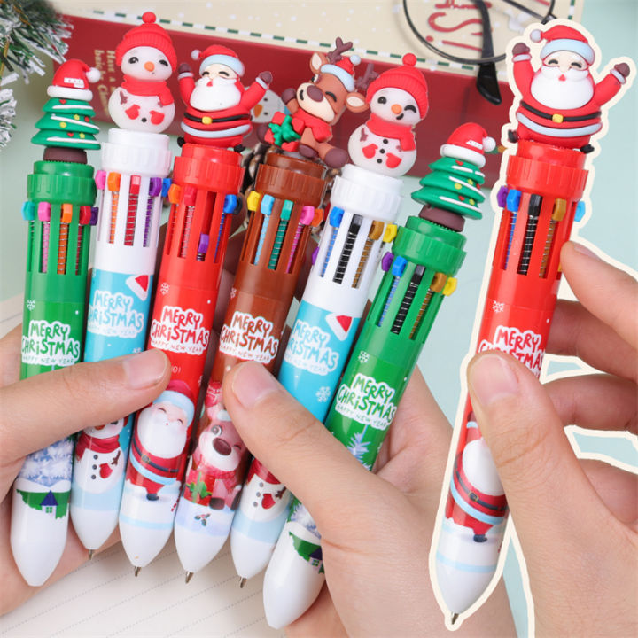 10Colors Cute Christmas Ballpoint Pen Kawaii Cartoon Santa Claus Gel ...