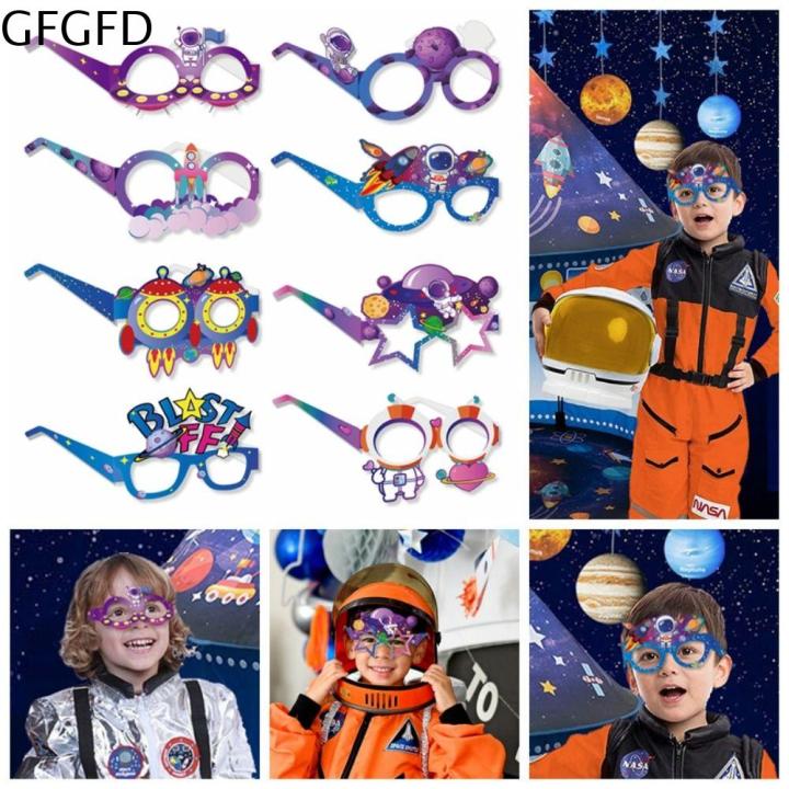 GFGFD 8pcs พับเก็บได้ แว่นตากระดาษอวกาศ นักบินอวกาศจรวด งานทำมือ แว่นตา ...