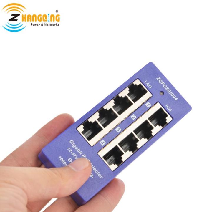 4 Port Gigabit PoE Injector PoE Patch Panel 802.3af For IP Camera WiFi ...