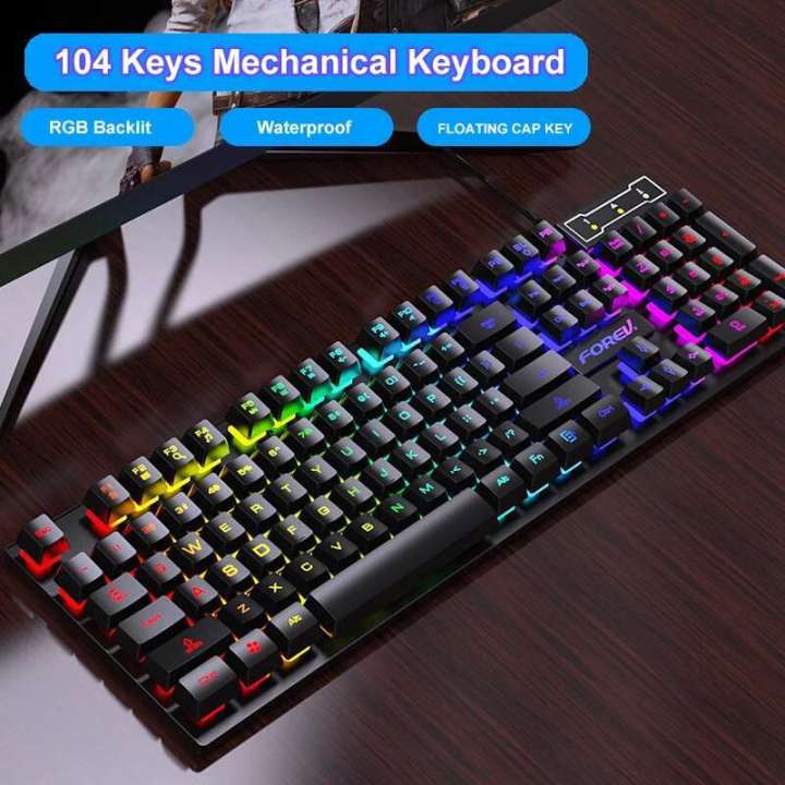 104 Keys Mechanical Wired Gaming Keyboard for Laptop Desktop Ergonomics ...