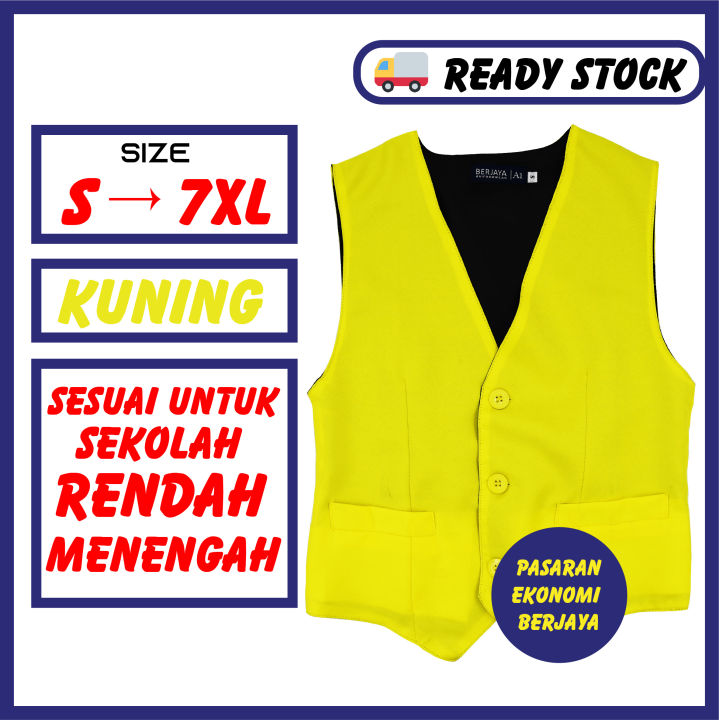 VEST SEKOLAH KUNING PLUS SIZE YELLOW SCHOOL VEST UNIFORM PENGAWAS ...